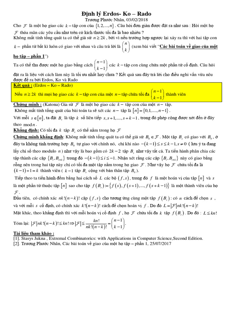 Định lý Erdos - Ko -Rado | PDF