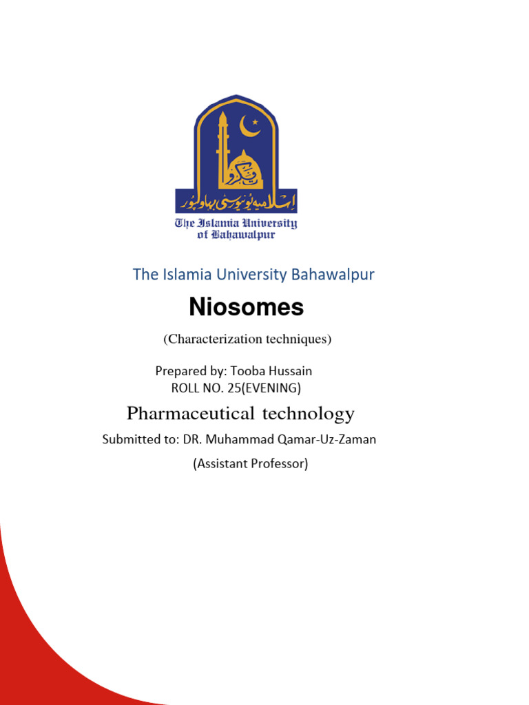 Characterization Techniques of Niosomes by TOOBA HUSSAIN | PDF ...
