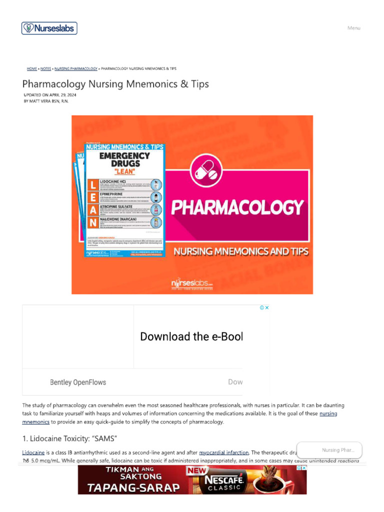 Pharma Mnemonics | PDF