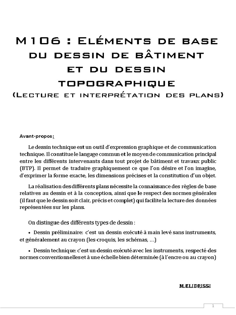 Eléments de Base Du Dessin de Bâtiment Et Du Dessin Topographique | PDF