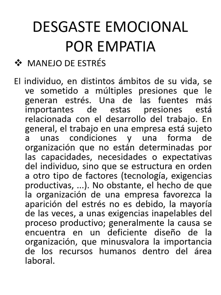 Desgaste Emocional Por Empatia | PDF | Estrés (biología) | Las emociones