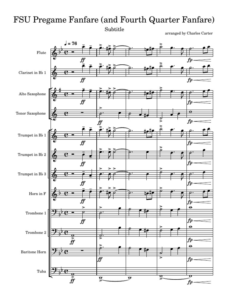 FSU Pregame Fanfare and Fourth Quarter Fanfare | PDF | Musical ...