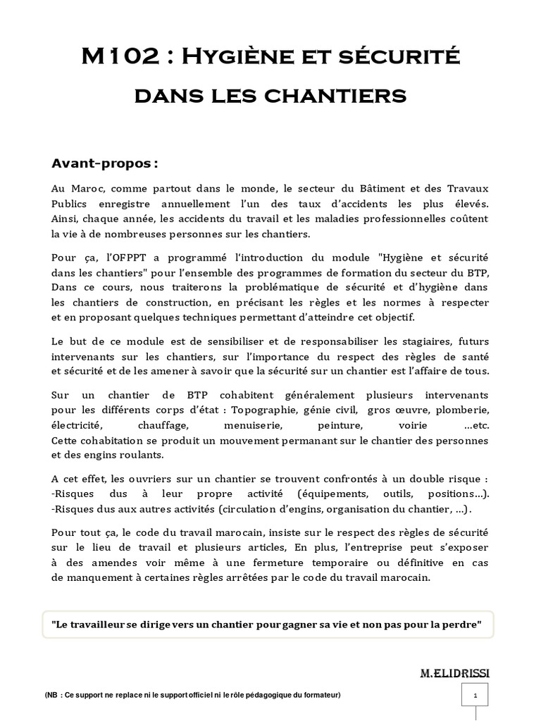 Hygiène et Sécurité sur Chantiers BTP | PDF | Sécurité | Saignement