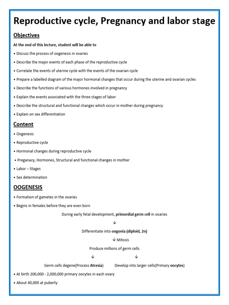 Reproductive cycle, Pregnancy and labor stage | Download Free PDF ...