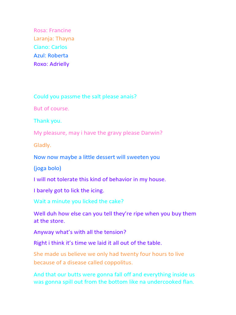 Gumball Script | PDF | Cooking, Food & Wine