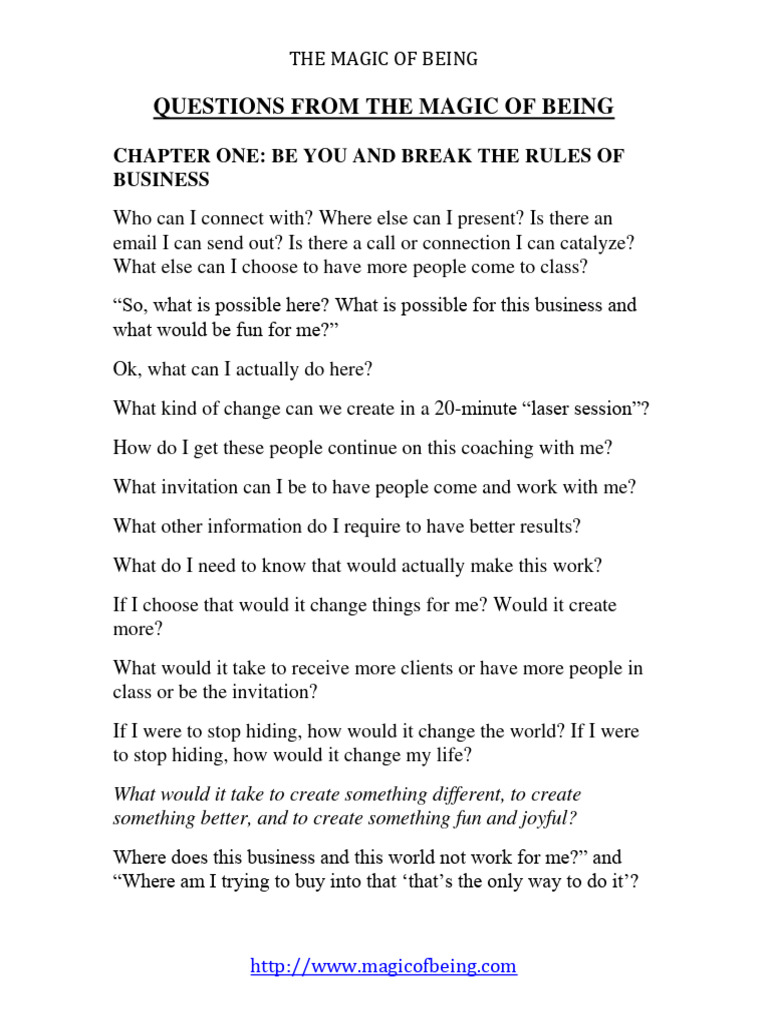 740 Questions From the Magic of Being | Download Free PDF | Bookkeeping