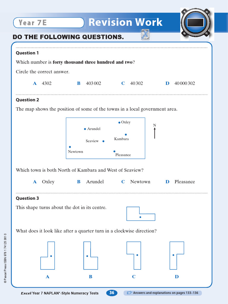 Year 7 NAPLAN Numeracy Practice Test | PDF | Area | Speed