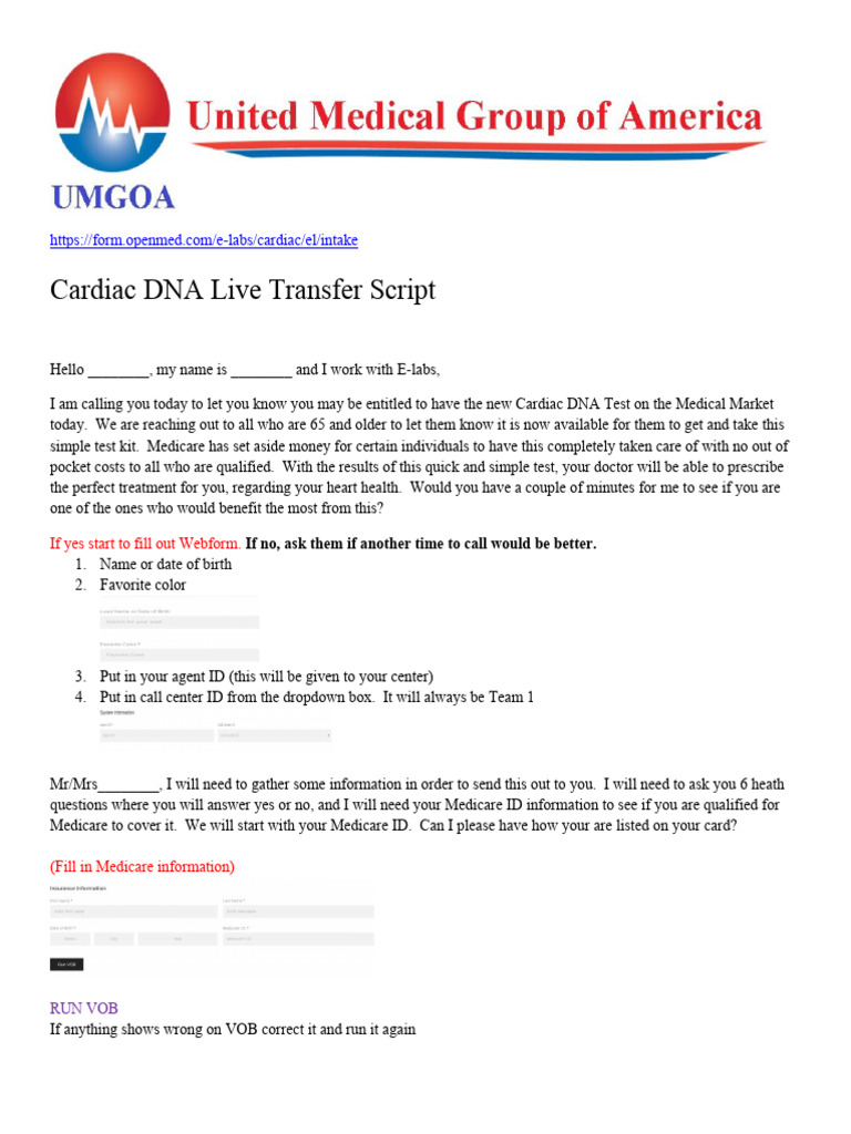 Cardiac DNA Live Transfer Script | PDF