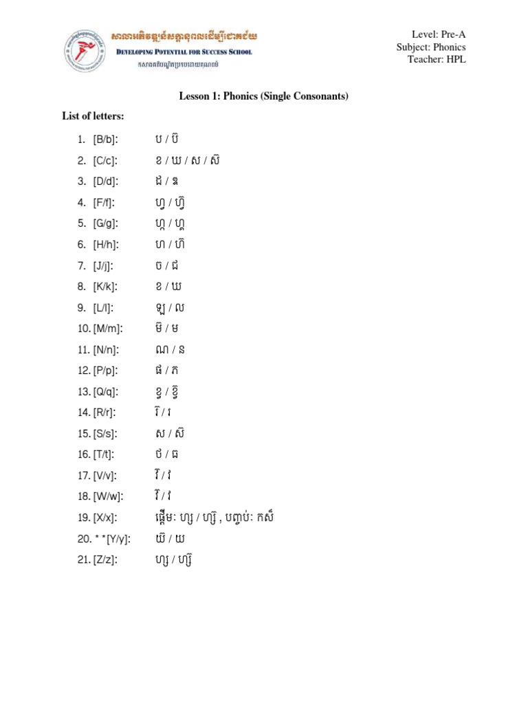 1. Phonics (Single Consonants) | Download Free PDF | Languages Of ...