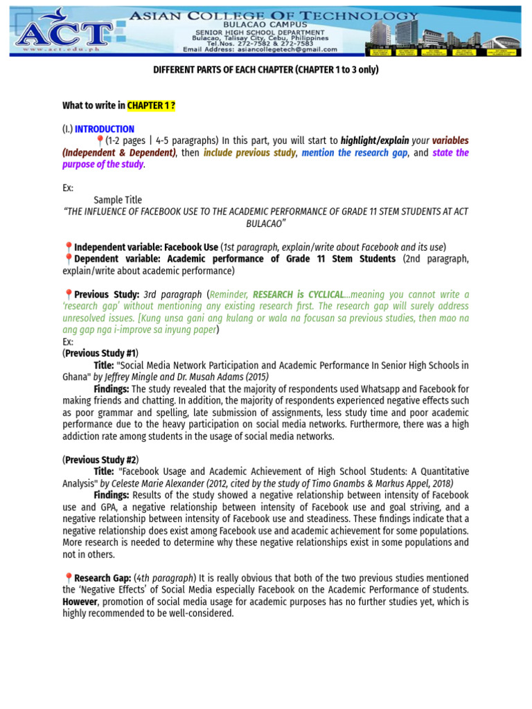 Research Paper Structure Guide: Chapters 1-3 | PDF | Sampling ...