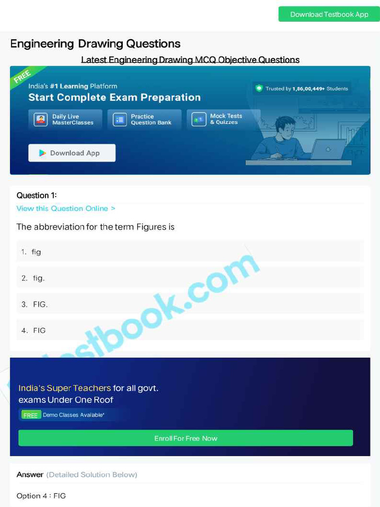 MCQ On Engineering Drawing 5eea6a1439140f30f369f2cd | PDF