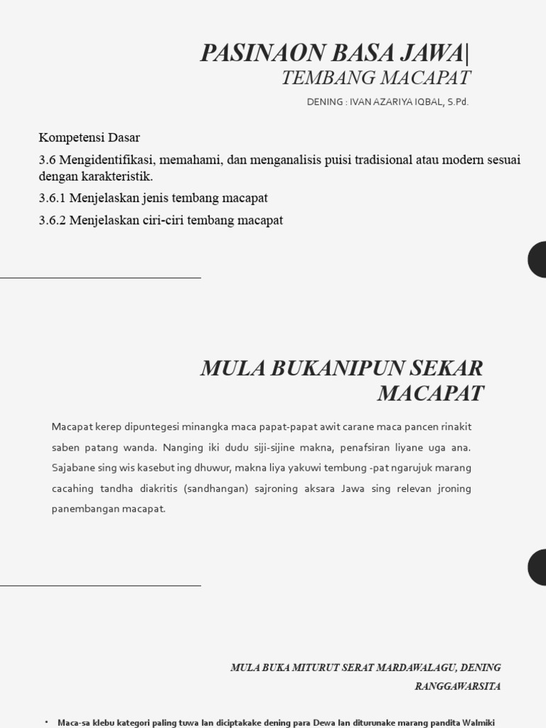 Tembang Macapat | PDF