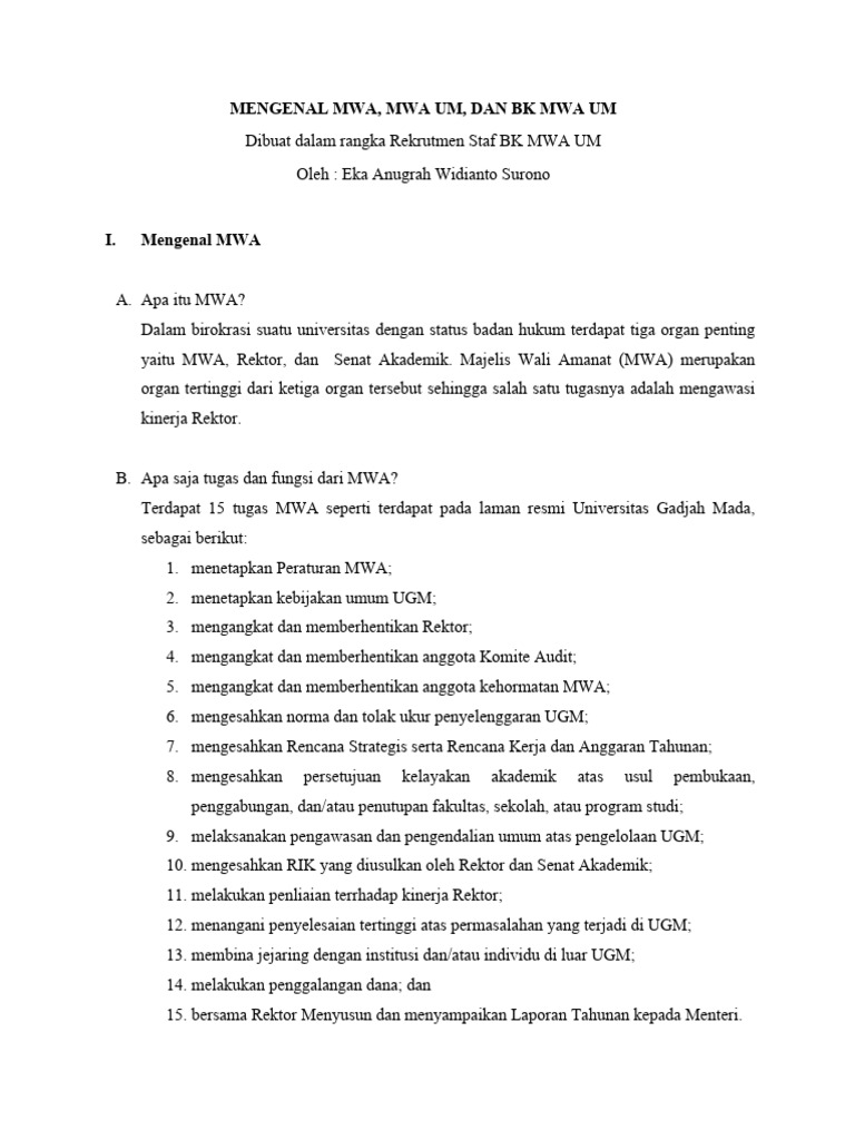 Mengenal Mwa Ugm | PDF