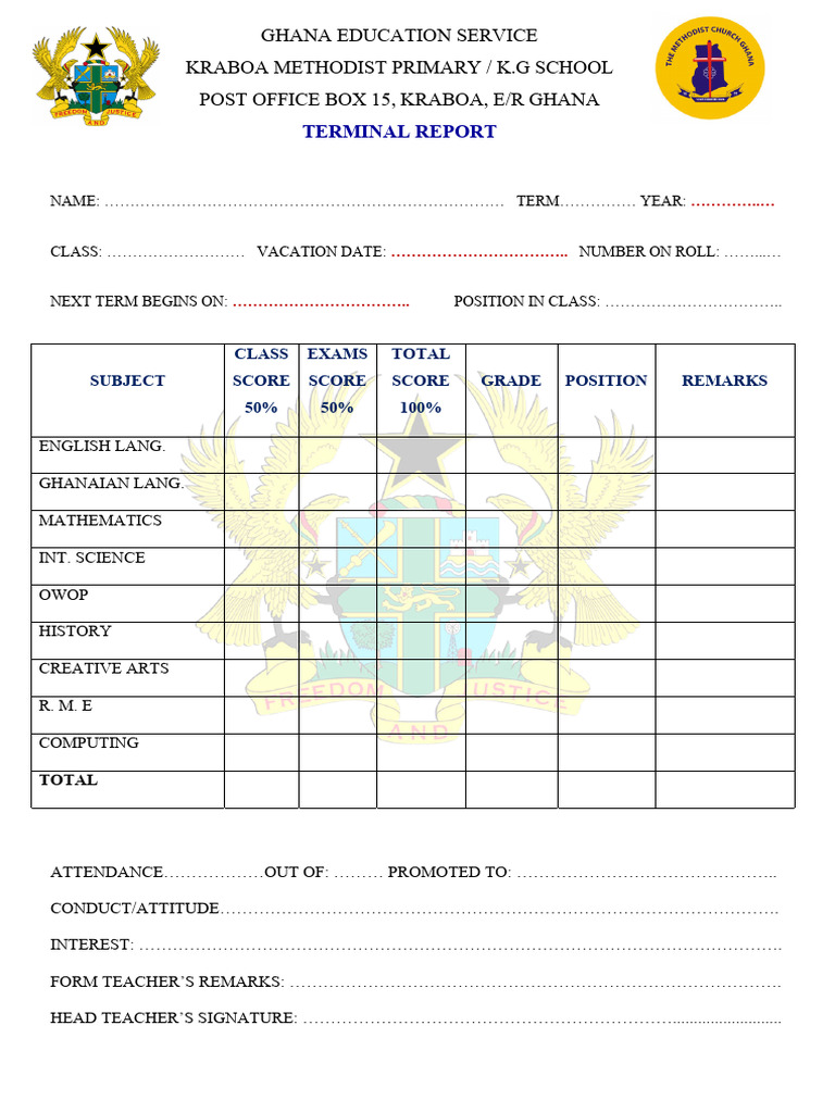 Terminal Report for Kraboa School | PDF