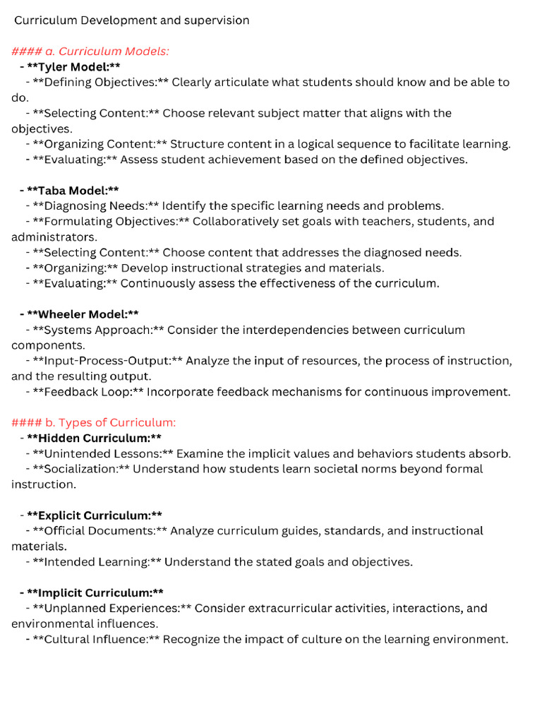 Curriculum Development Part 1 | PDF