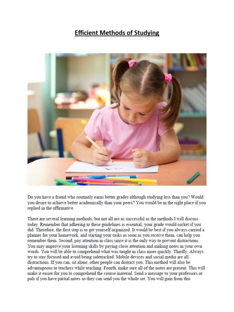Efficient Methods of Studying | PDF | Teachers | Behavior Modification