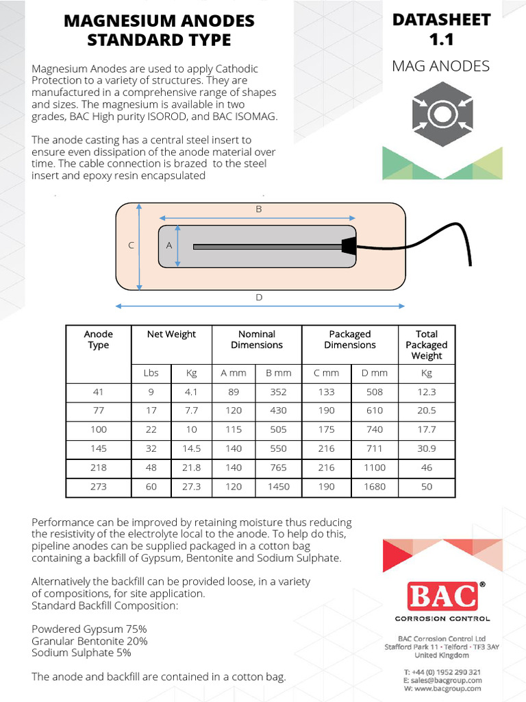 Magnesium Anodes Standard | Download Free PDF | Anode | Magnesium
