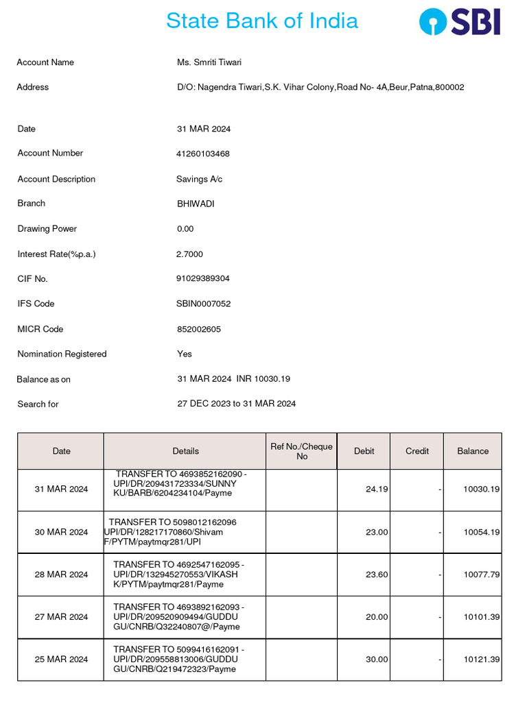 STATEMENT | PDF | Cheque | Financial Technology