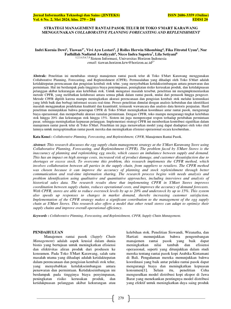 Strategi Management Rantai Pasok Telur Di Toko S'mart Karawang Menggunakan Collaborative ...