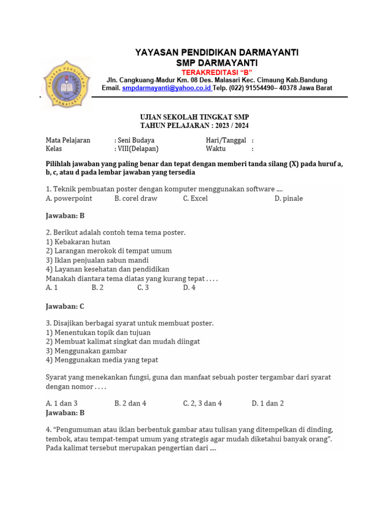 Soal Pas SBK Kelas 8 Sem 2 | PDF