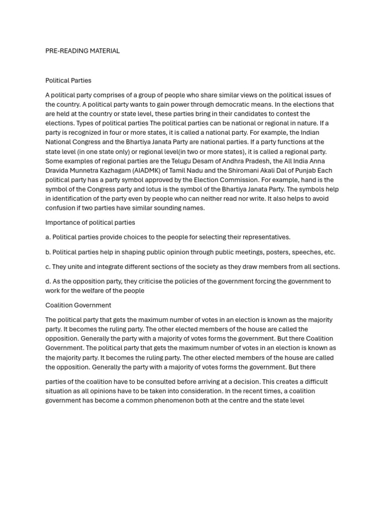 Pre-Reading Material 7 | PDF | Bharatiya Janata Party | Political Events