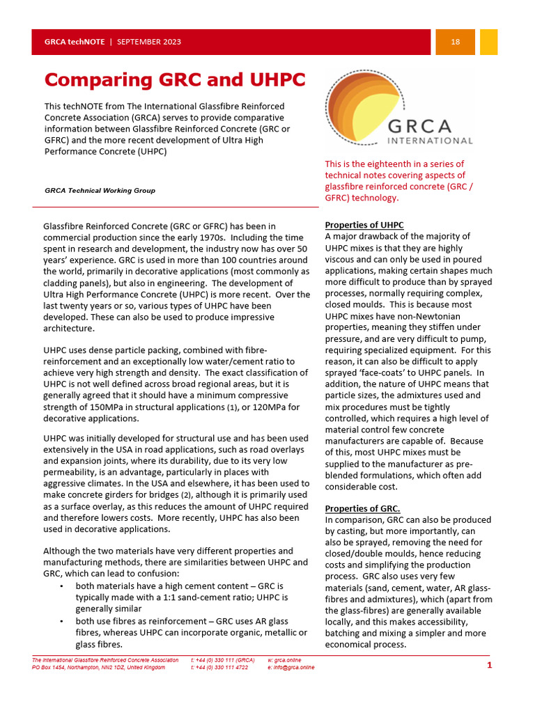 GRC vs UHPC: Key Comparisons | PDF | Concrete | Building Materials