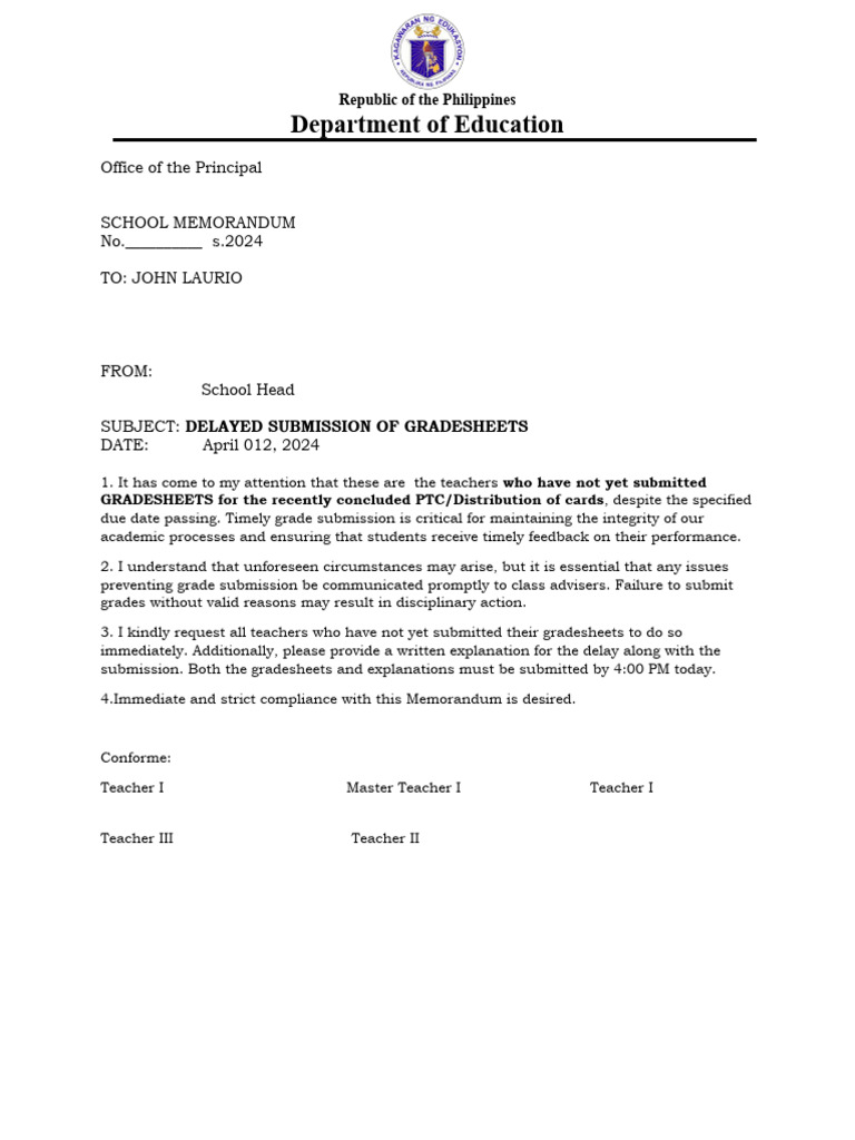 memo-delayedsubmission | PDF