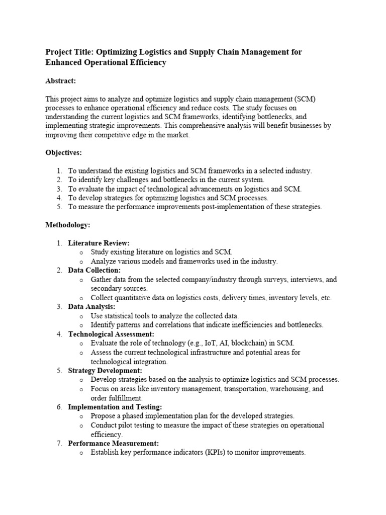 Optimizing Logistics and Supply Chain Management For Enhanced Operational Efficiency | PDF ...