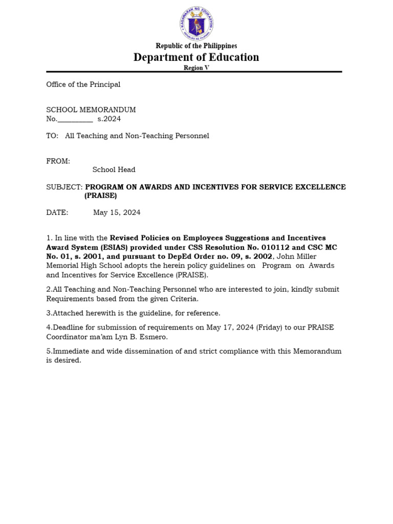 Memo On Praise | PDF | Career & Growth | Business