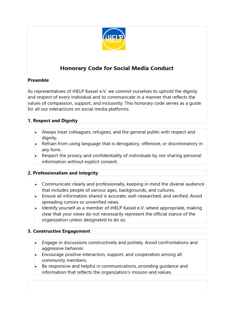 Honorary Code For Social Media Conduct | PDF | Social Media | Popular ...