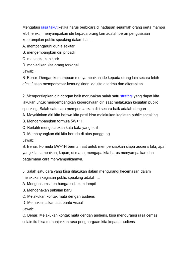Contoh Soal Public Speaking | PDF