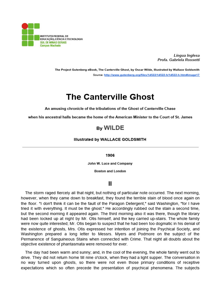 Template - The Canterville Ghost - Text - Parts II, III, IV | PDF | Ghosts