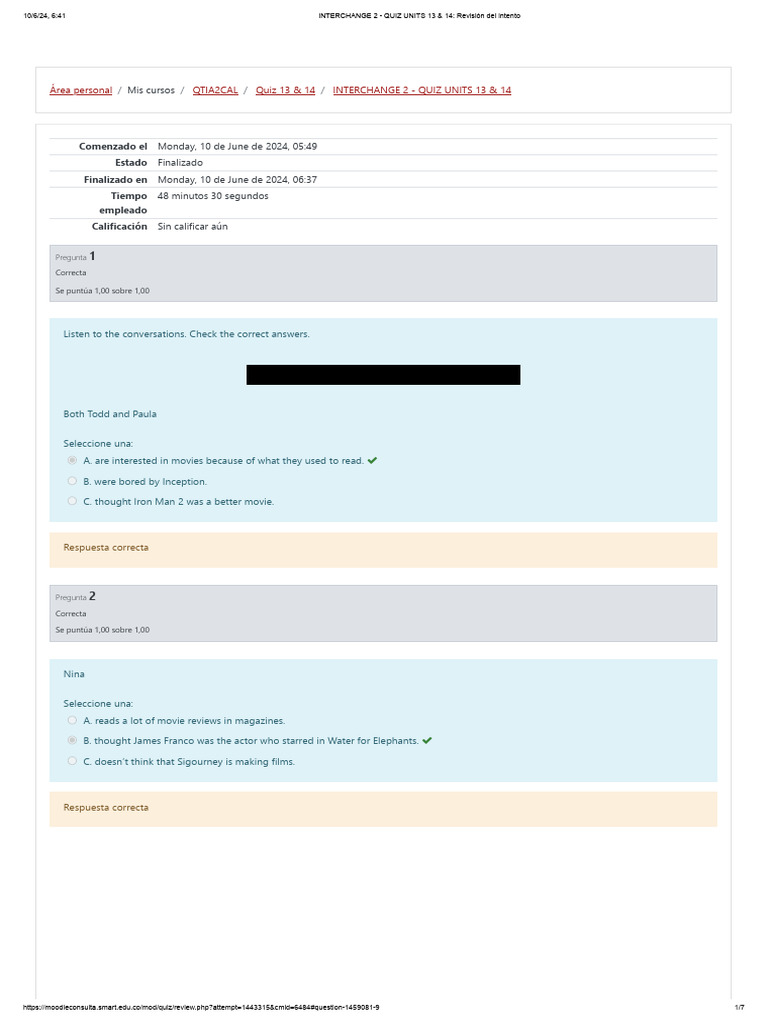Interchange 2 - Quiz Units 13 & 14_ Revisión Del Intento | PDF