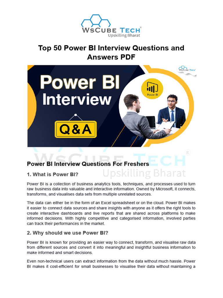 Power Bi Question Wscube Tech | PDF | Microsoft Excel | Business ...
