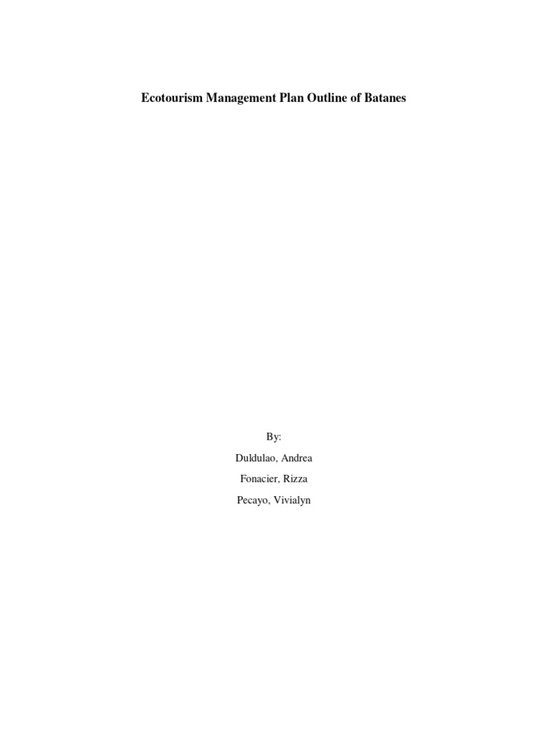 Ecotourism Management Plan Outline | PDF