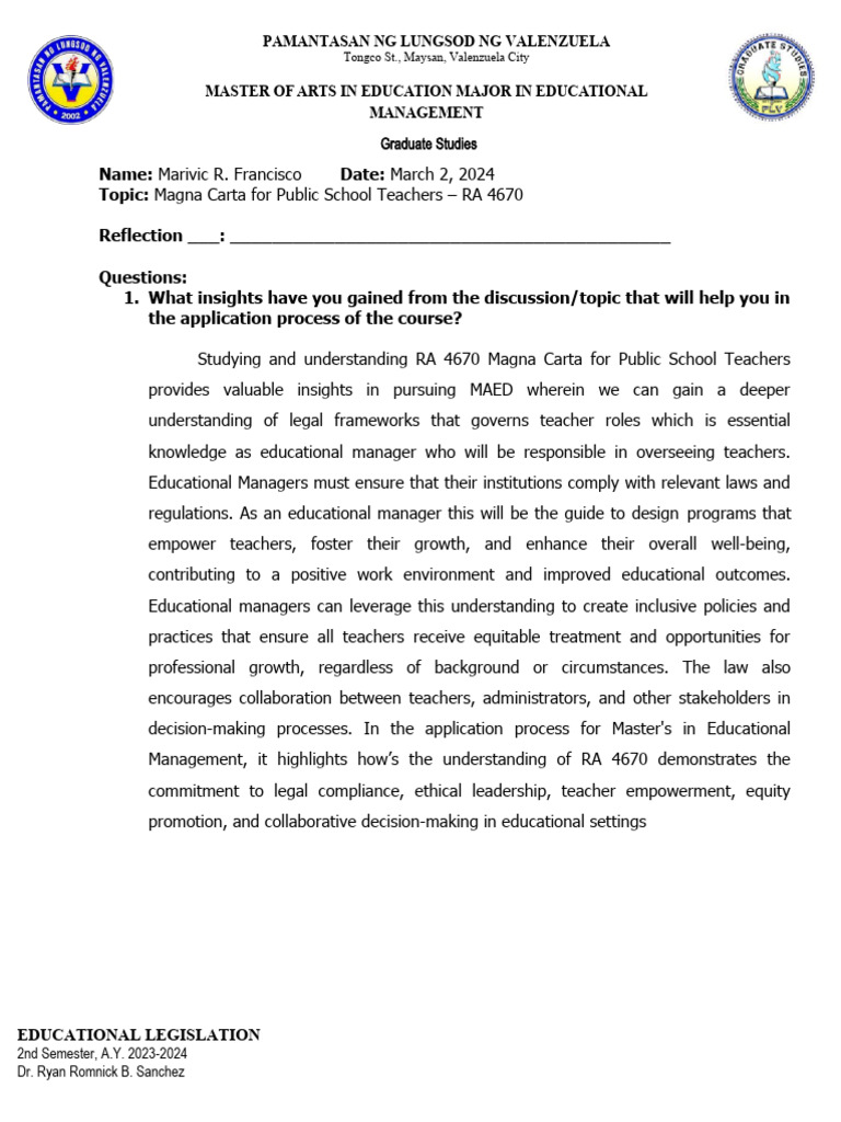 Educ 108 Magna Carta | PDF | Empowerment | Cognition