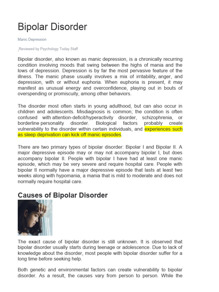 Bipolar Disorder | PDF | Bipolar Disorder | Mania