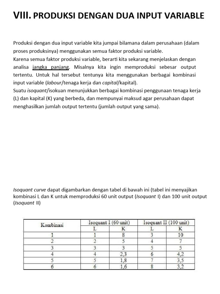 Bab 8 - Produksi Dengan Dua Input Variable | PDF
