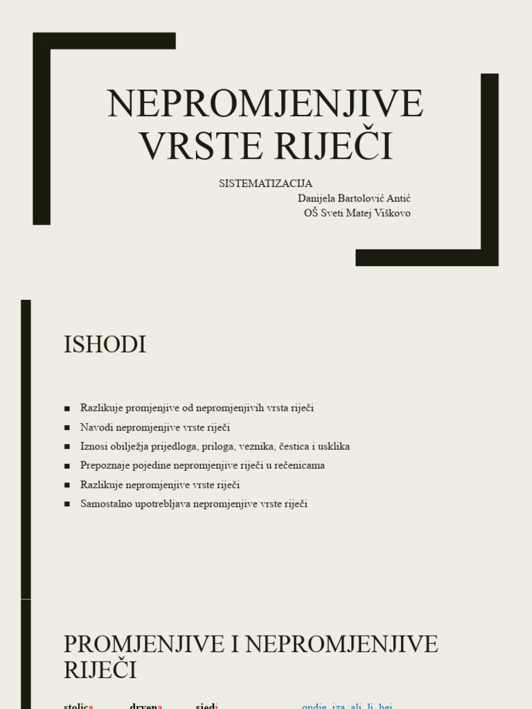 Nepromjenjive Vrste Riječi | PDF