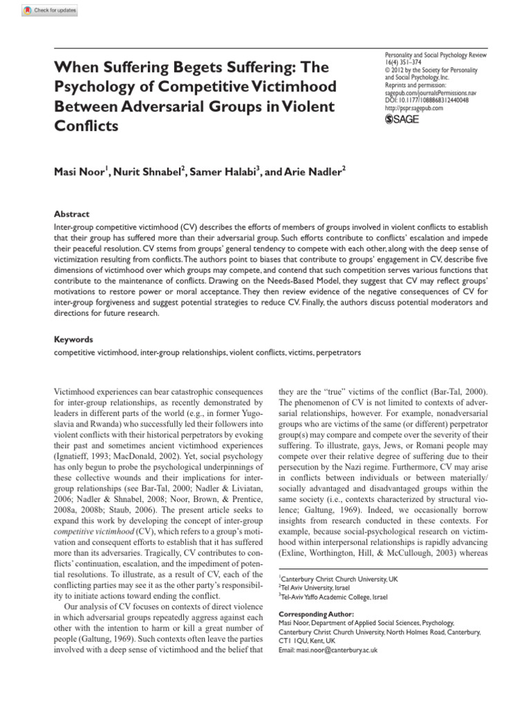 When Suffering Begets Suffering: The Psychology of Competitive ...
