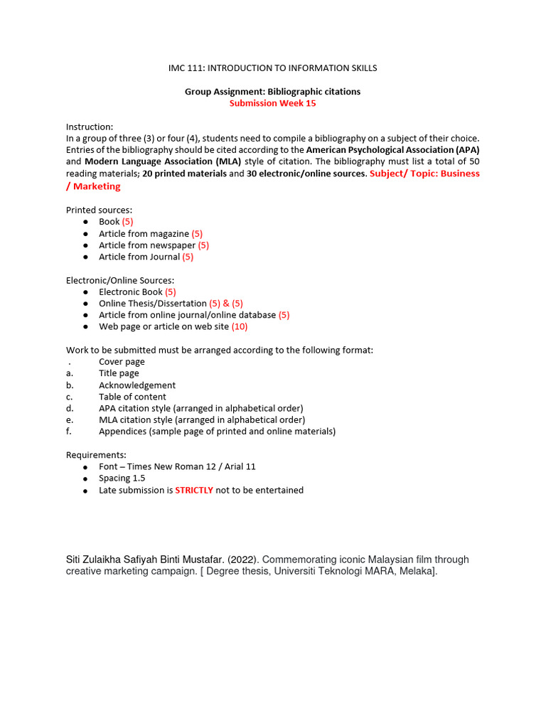 Group Assignment - Bib Citation | PDF | Citation | Bibliography