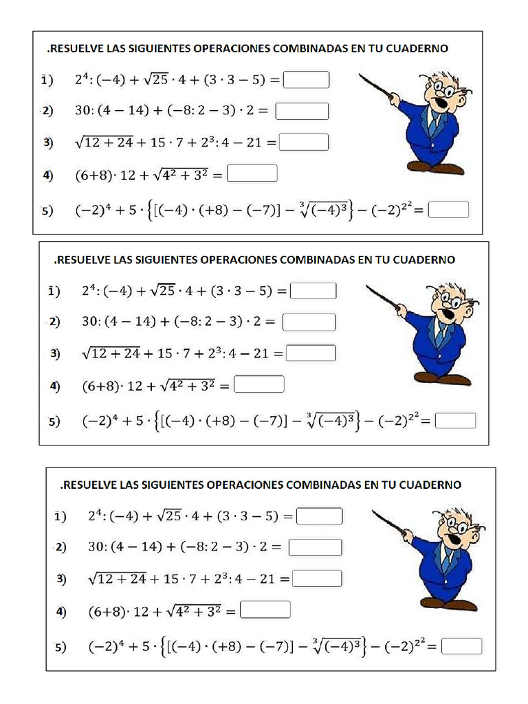 Operaciones Combinadas de Raiz Potencia | PDF