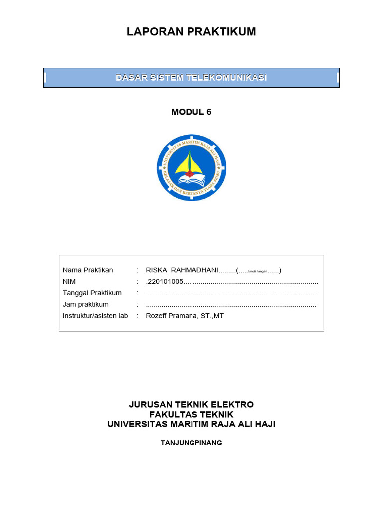 Laporan 6 Praktikum Dasar Sistem Telekomunikasi RF Trainer Ert RCT ... Laporan 6 Praktikum Dasar Sistem Telekomunikasi RF Trainer Ert RCT ...