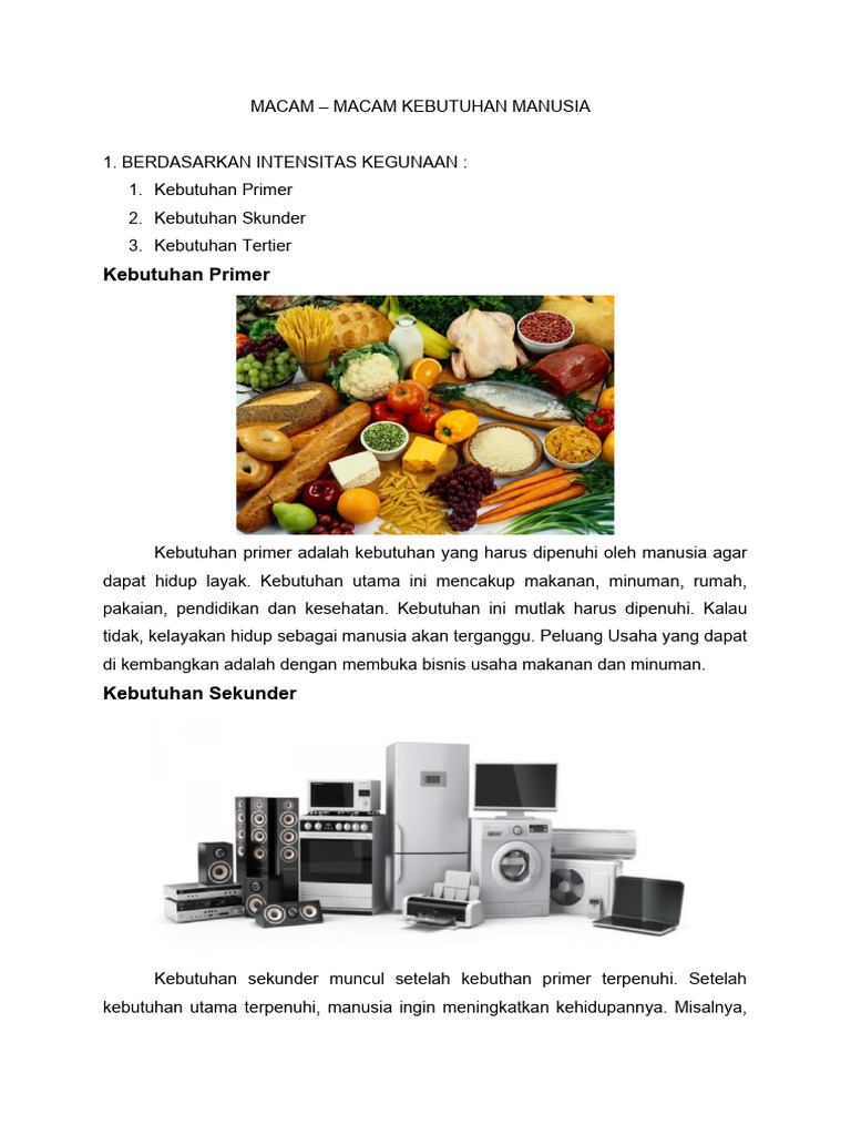 Macam - Macam Kebutuhan Manusia | PDF