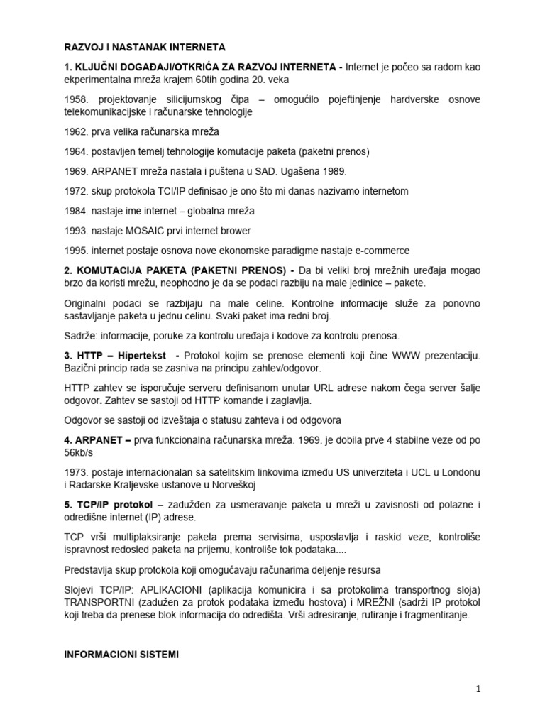 Razvoj I Nastanak Interneta | PDF