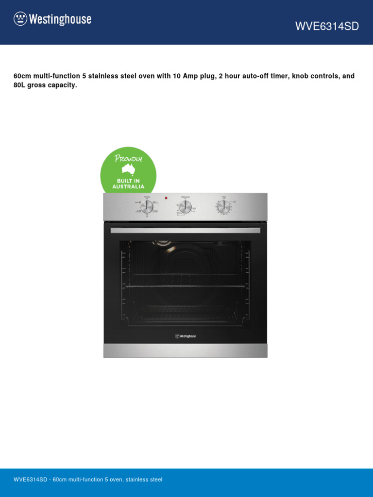 60cm Multi-Function 5 Oven, 80L | PDF | Oven