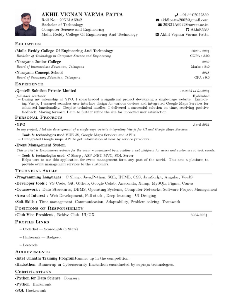 AKhil New Resume | PDF | Web Development | Software