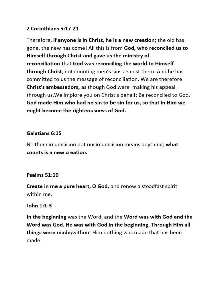 New Creation in Christ Explained | PDF | Jesus | Sin