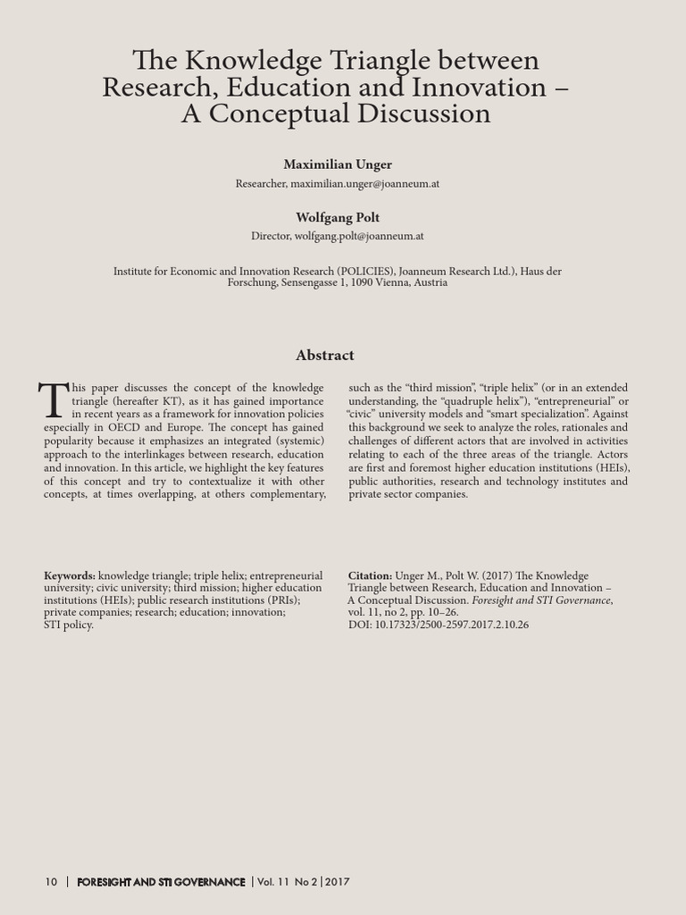 The Knowledge Triangle Between | PDF | Entrepreneurship | Innovation