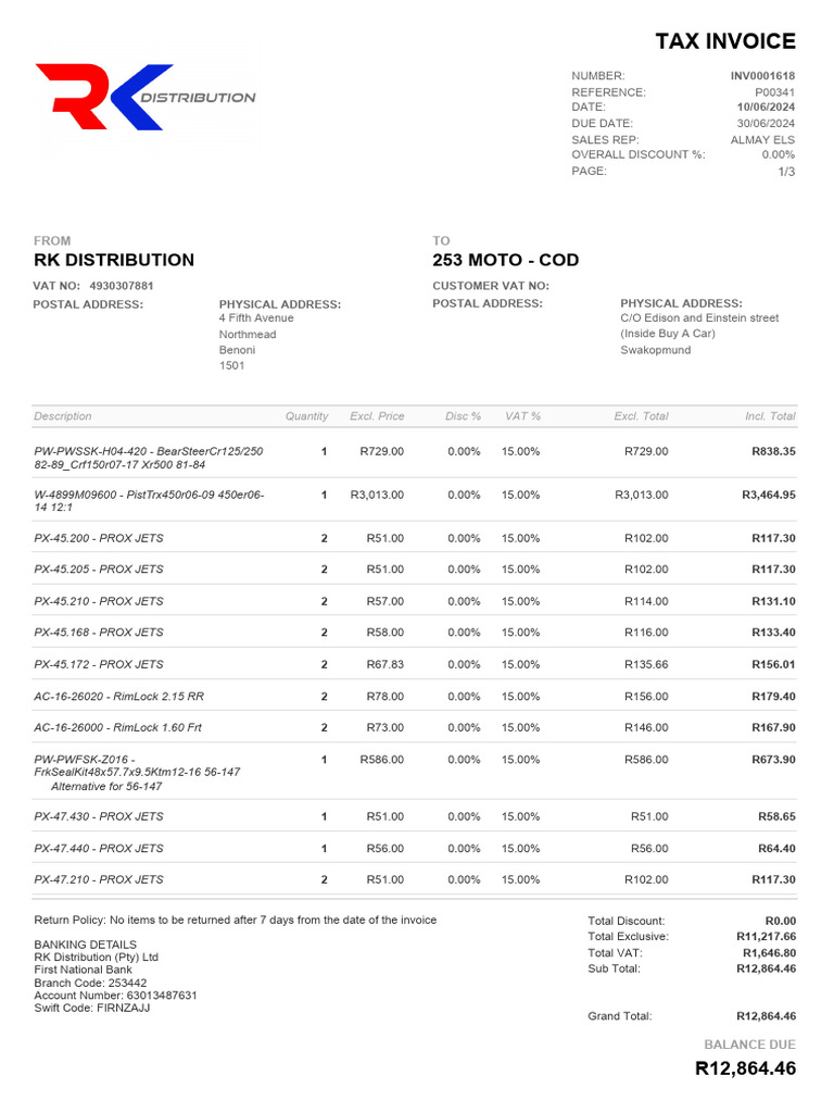 INV0001618 | PDF | Value Added Tax | Invoice